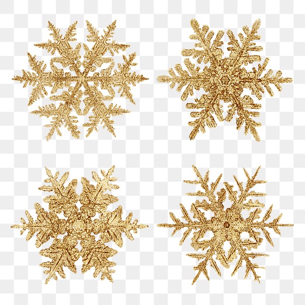 Christmas gold snowflake transparent set | Premium PNG - rawpixel
