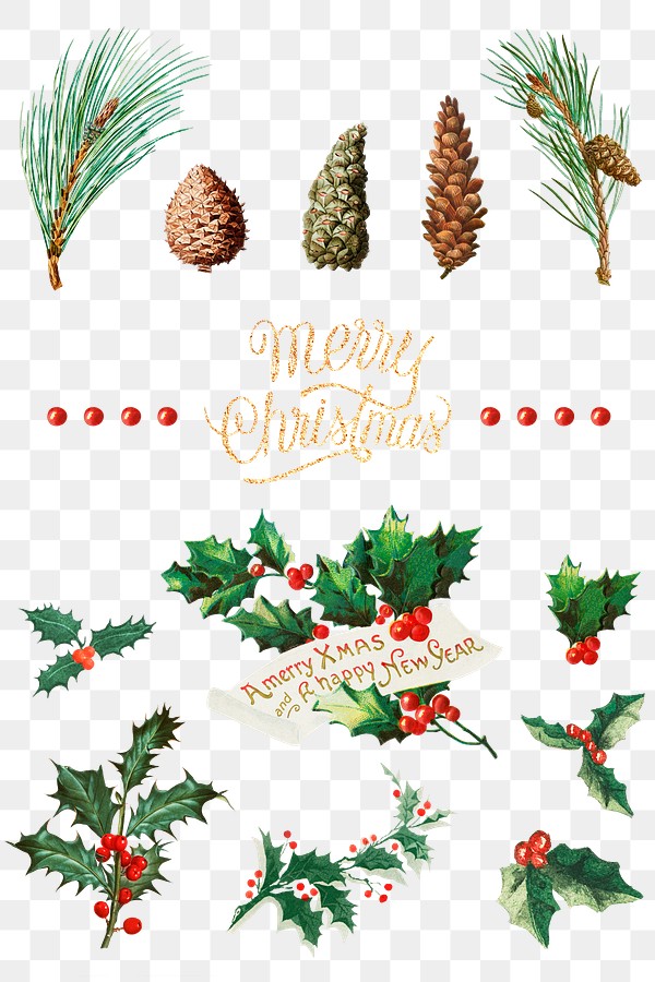 Festive merry Christmas set transparent | Premium PNG - rawpixel