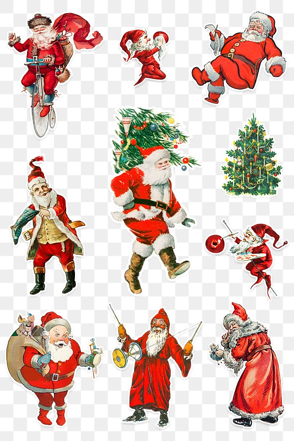 Santa Claus sticker set transparent | Premium PNG - rawpixel