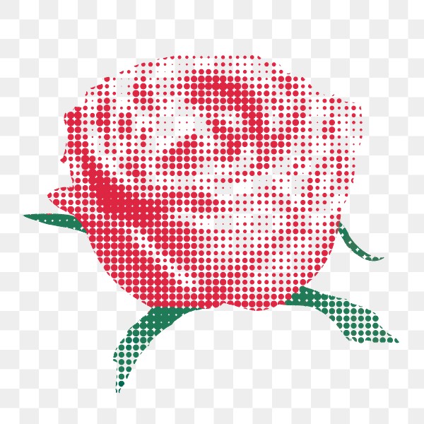 Red rose flower halftone style | Free PNG Sticker - rawpixel