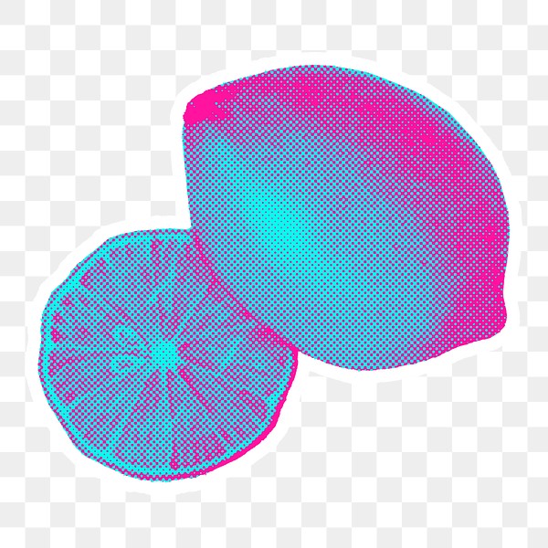 Hand drawn funky lemon halftone | Premium PNG Sticker - rawpixel