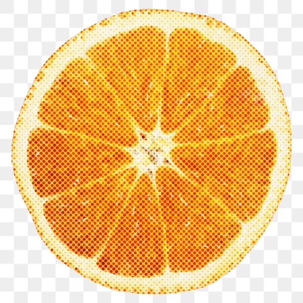 Halftone tangerine sticker design element | Premium PNG Sticker - rawpixel