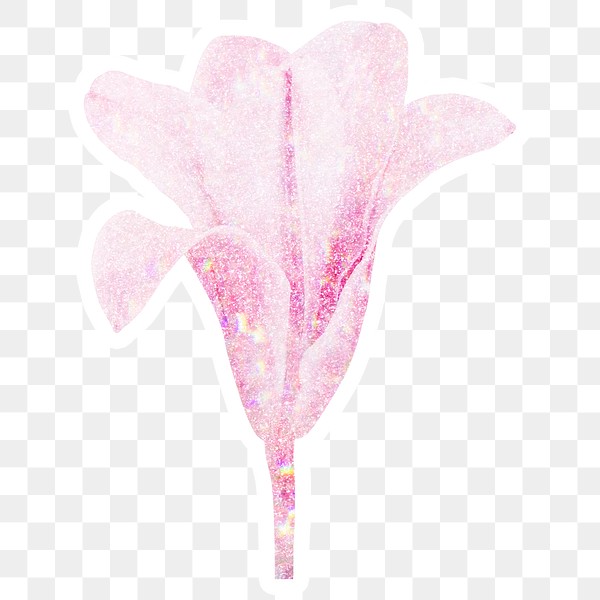 Pink holographic lily sticker white | Premium PNG Sticker - rawpixel
