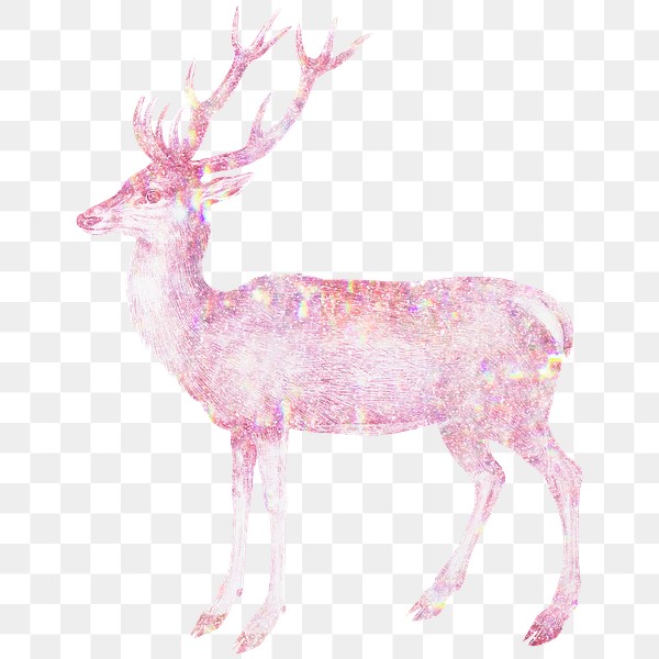 Pink holographic deer design element | Premium PNG Sticker - rawpixel