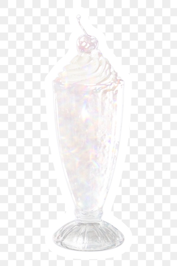 Silvery holographic milkshake sticker with a white | Free PNG Sticker ...
