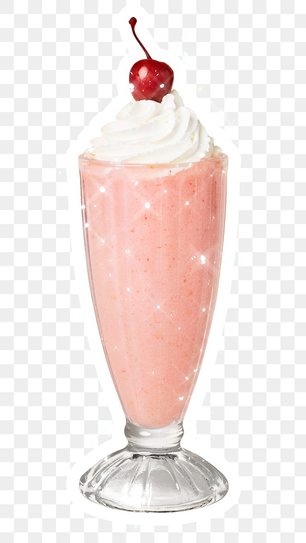 Strawberry milkshake glitter sticker overlay | Premium PNG Sticker ...