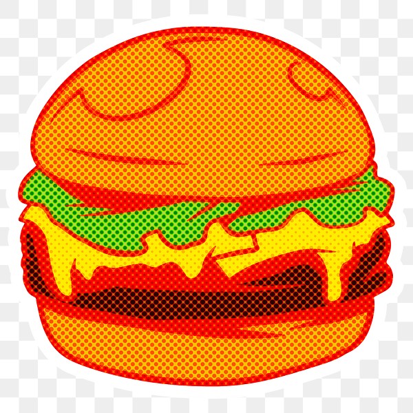 Halftone hamburger sticker overlay design | Free PNG Sticker - rawpixel