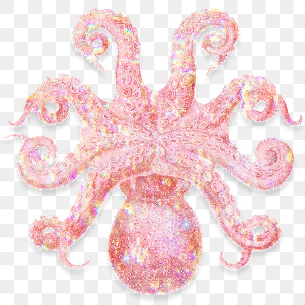 Pink holographic octopus sticker design | Premium PNG Sticker - rawpixel