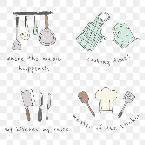 Cute cooking utensils doodle stickers | Premium PNG - rawpixel