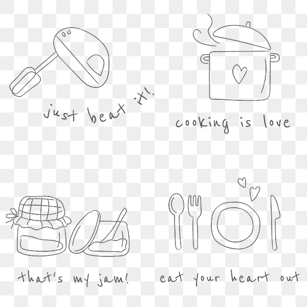 Cute cooking utensils doodle stickers | Premium PNG - rawpixel