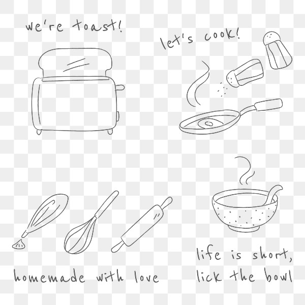Cute cooking utensils doodle stickers | Premium PNG - rawpixel
