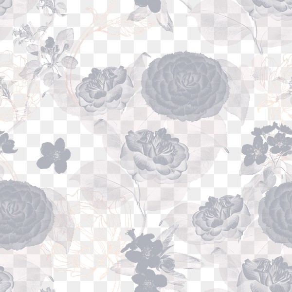 Hand drawn gray flower patterned | Free PNG - rawpixel