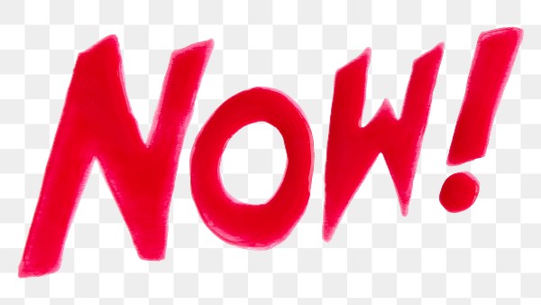 Red NOW! oil paint typography | Premium PNG Sticker - rawpixel