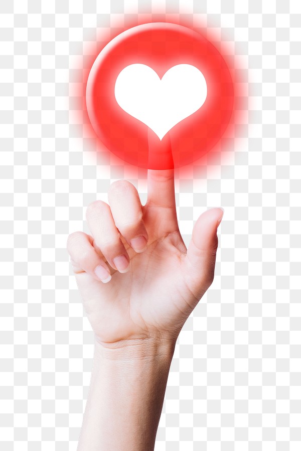 Hand clicking love button png | Premium PNG Sticker - rawpixel
