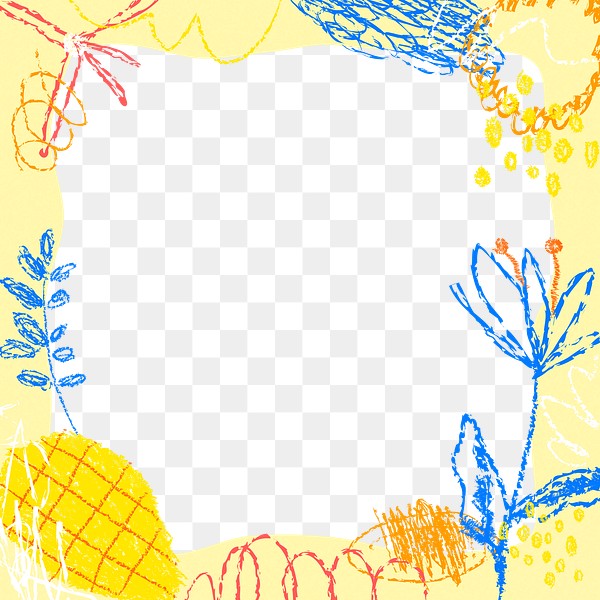 Colorful doodle png frame, crayon | Premium PNG - rawpixel