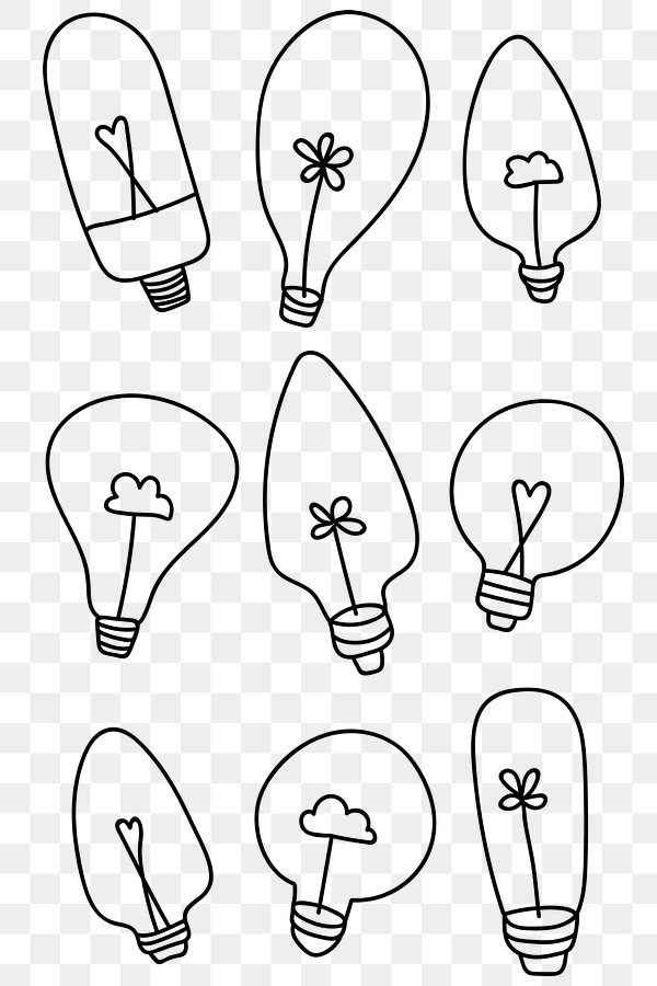Png doodle light bulb set | Premium PNG - rawpixel