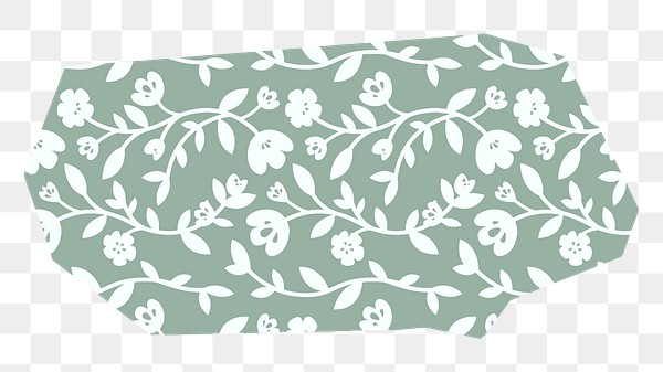 White and green floral pattern | Premium PNG Sticker - rawpixel