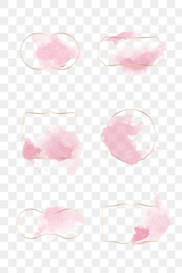 Gold badge with pink watercolor | Free PNG - rawpixel