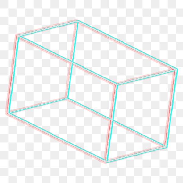 Turquoise 3D cuboid with glitch | Free PNG Sticker - rawpixel