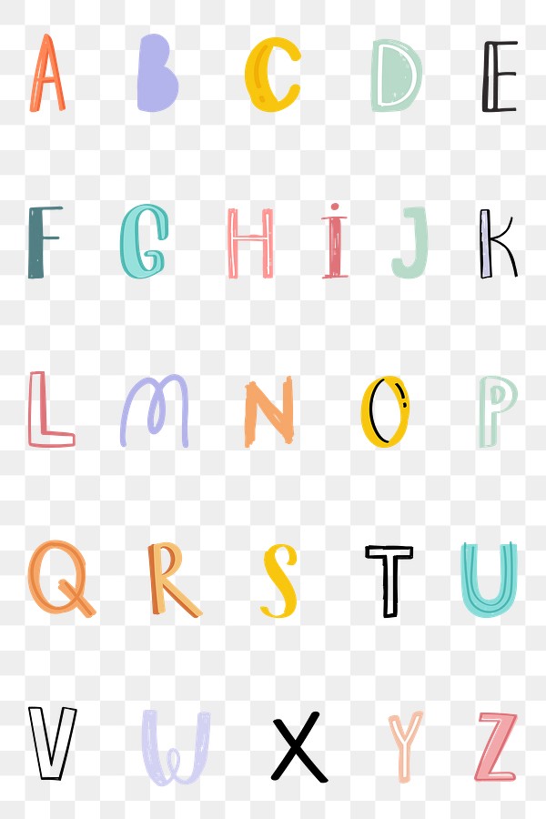 Pastel doodle alphabet png word | Premium PNG - rawpixel