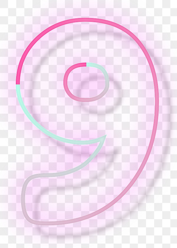 Pink neon glow number 9 | Premium PNG Sticker - rawpixel