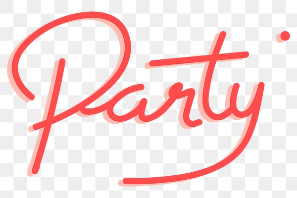 Red party handwriting transparent png | Premium PNG Sticker - rawpixel