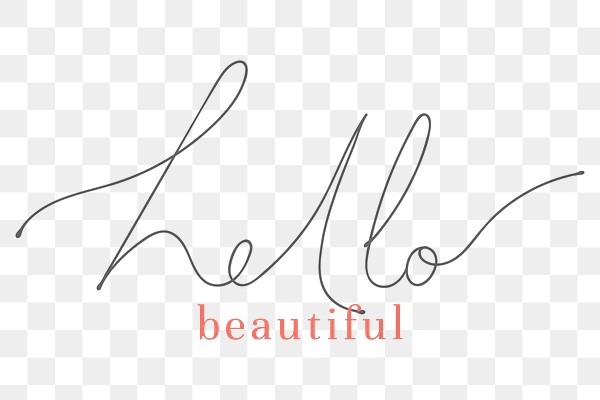 Hello beautiful calligraphy transparent png | Premium PNG Sticker ...