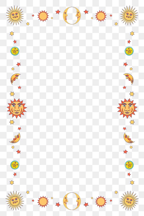Vintage celestial sun, moon and stars frame design element | Free ...