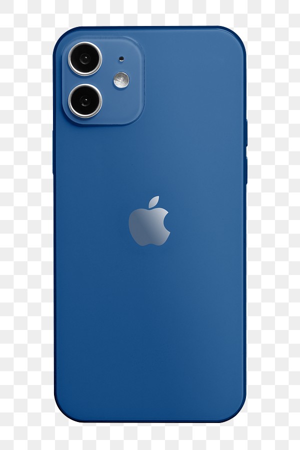 Blue Apple iPhone 12 png phone rear view… | Free stock illustration ...