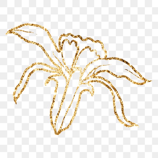 Png glittery gold flower sticker | Free PNG Sticker - rawpixel