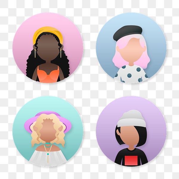 Faceless female characters collection png | Free stock illustration ...