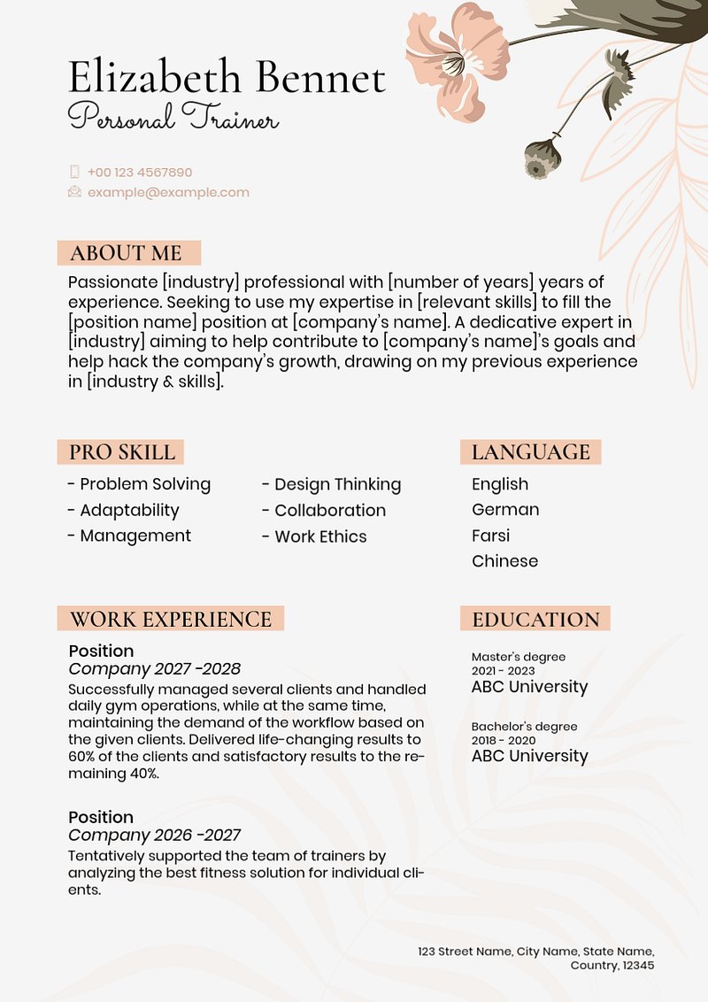 Flower aesthetic resume template, editable | Premium Editable Template ...