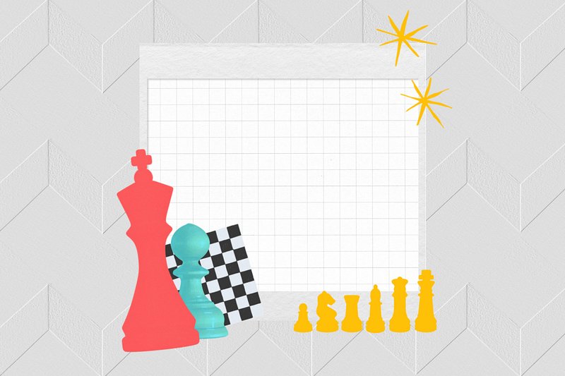 Grid notepaper, editable chess pieces | Premium Collage Maker - rawpixel