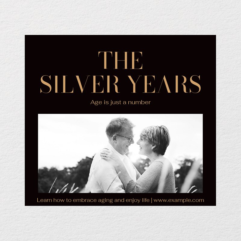 Silver years Instagram post template, | Premium Editable Template ...