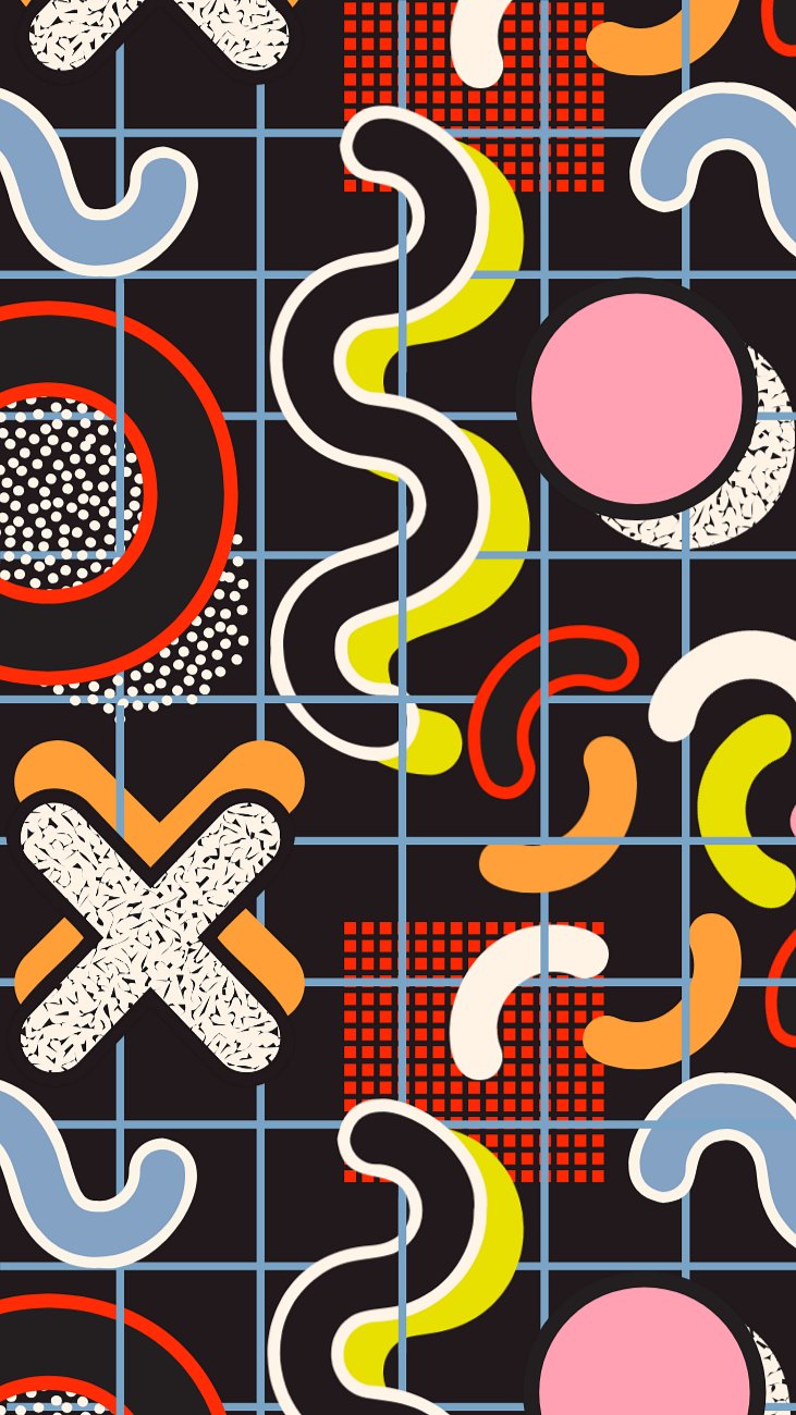 iPhone wallpaper Memphis pattern, colorful | Premium Photo - rawpixel