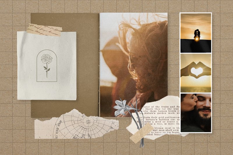 Mood board mockup, couple aesthetic, | Premium Moodboard Maker - rawpixel