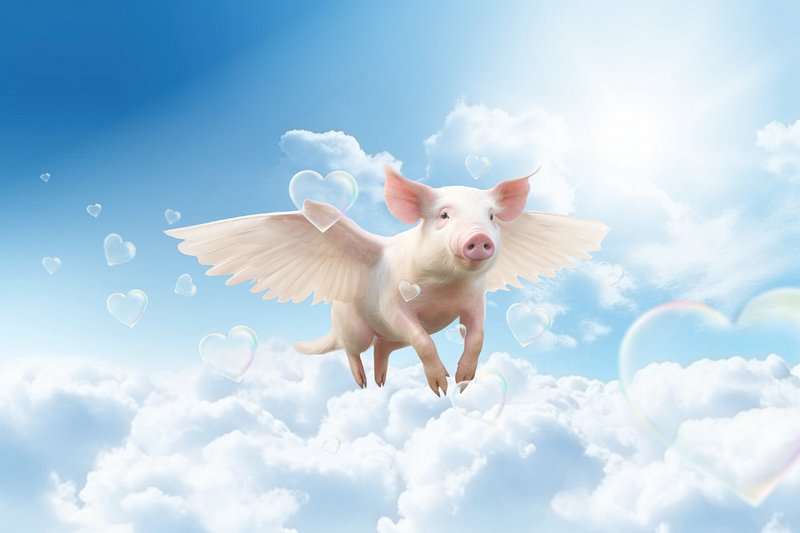 Pig angel surreal remix, editable | Premium Scene Creator - rawpixel