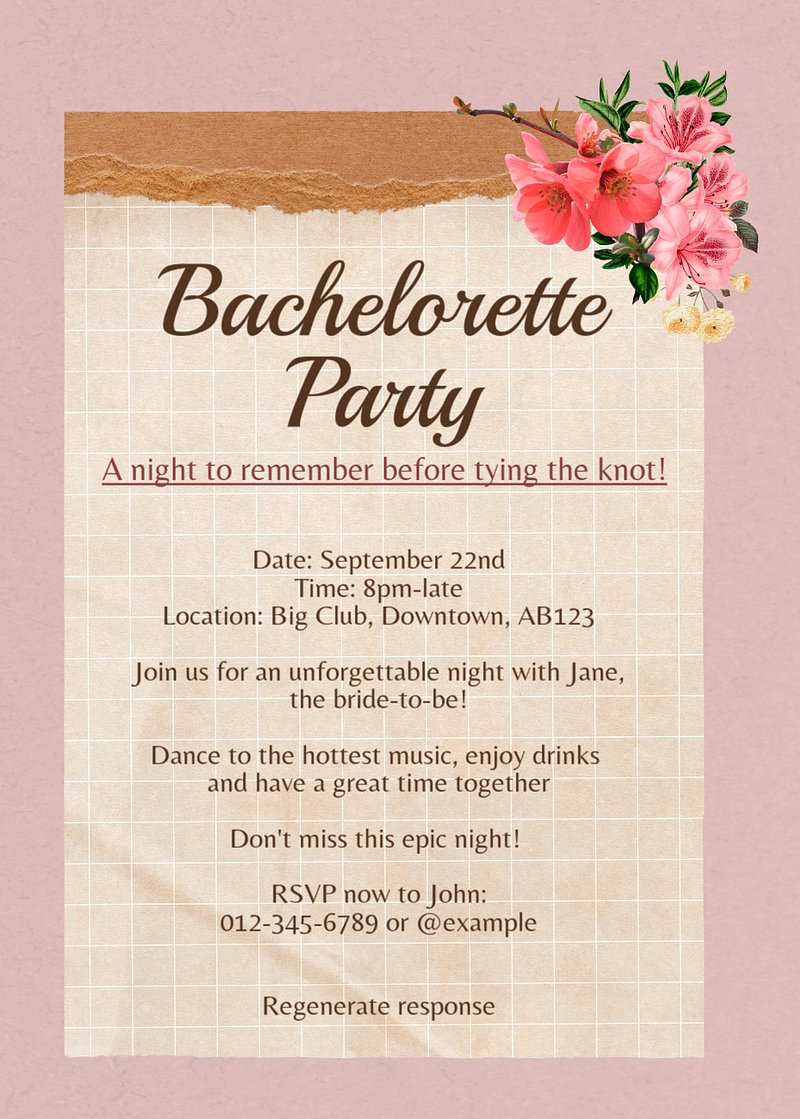 Bachelorette party invitation template, editable | Premium Editable ...