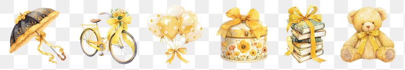 Watercolor Yellow Coquette Desig Element Set Images | Free Photos, PNG ...