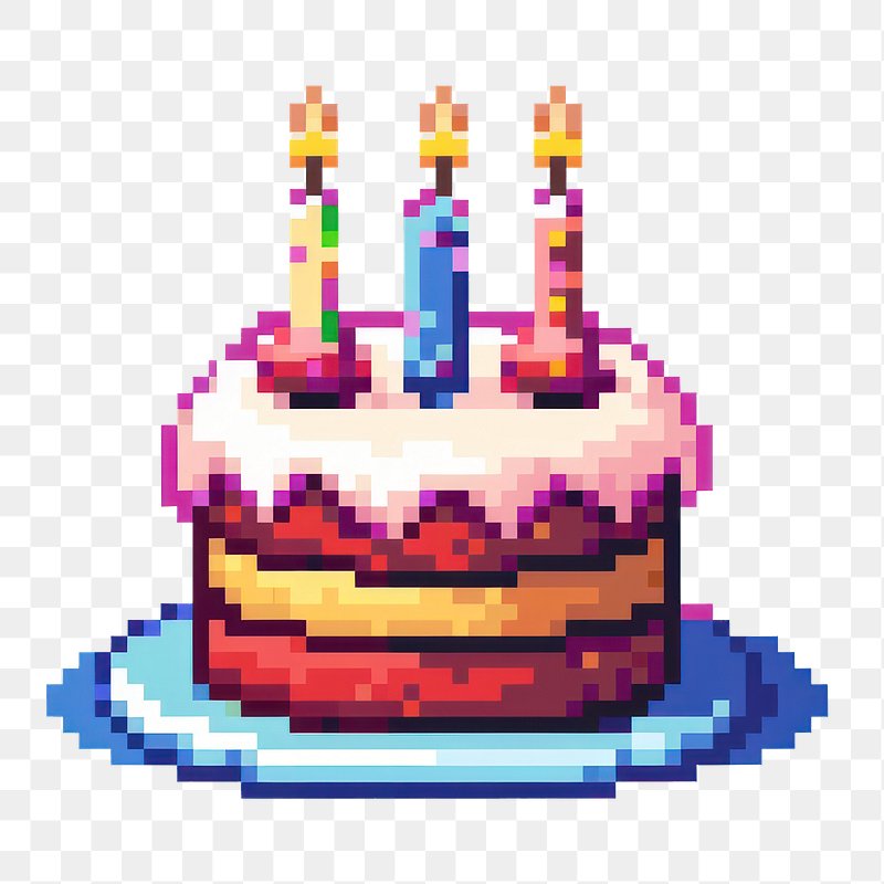 PNG Pixelated birthday cake illustration | Free PNG - rawpixel