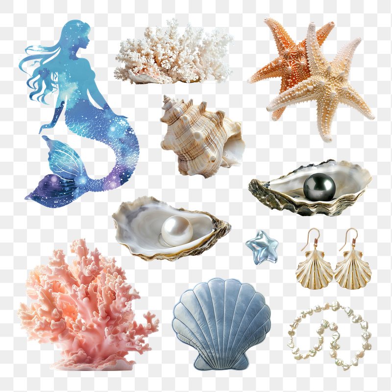 Mermaidcore png cut element set | Free PNG - rawpixel