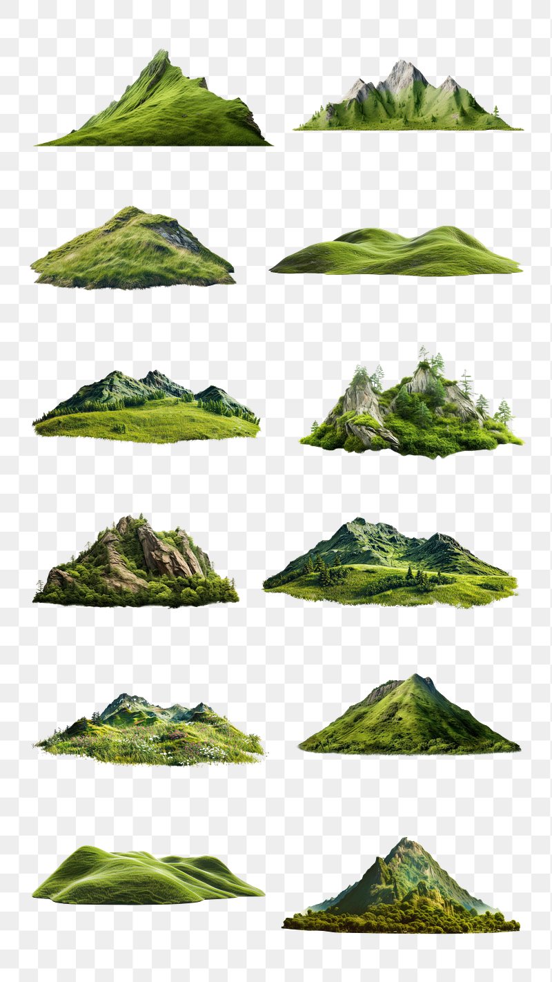 PNG green mountain, transparent background | Free PNG - rawpixel