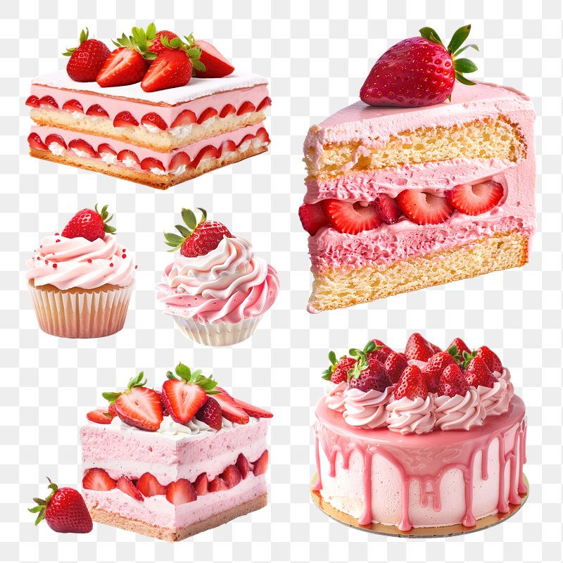Strawberry cake design element set | Free Photo - rawpixel