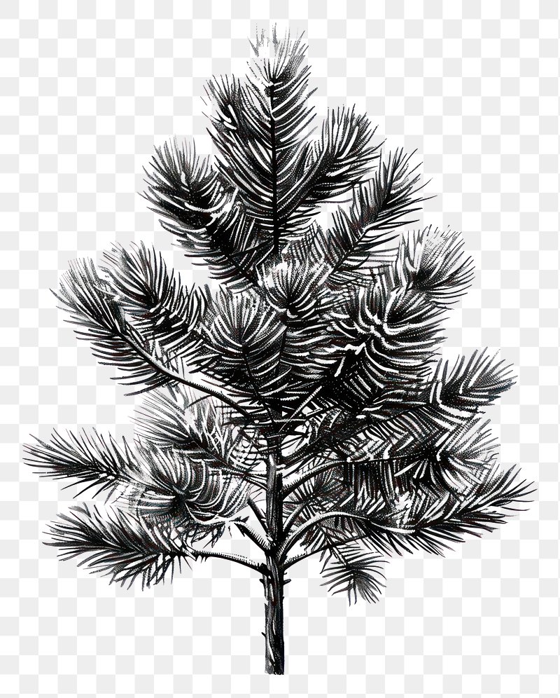 pine tree illustrated conifer drawing | Free Photo Illustration - rawpixel