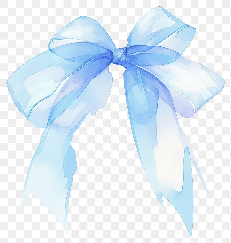 Elegant watercolor blue ribbon bow | Free Photo Illustration - rawpixel