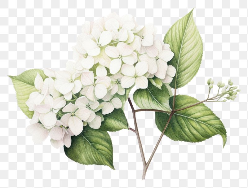 PNG Botanical illustration hydrangea flower | Free PNG - rawpixel