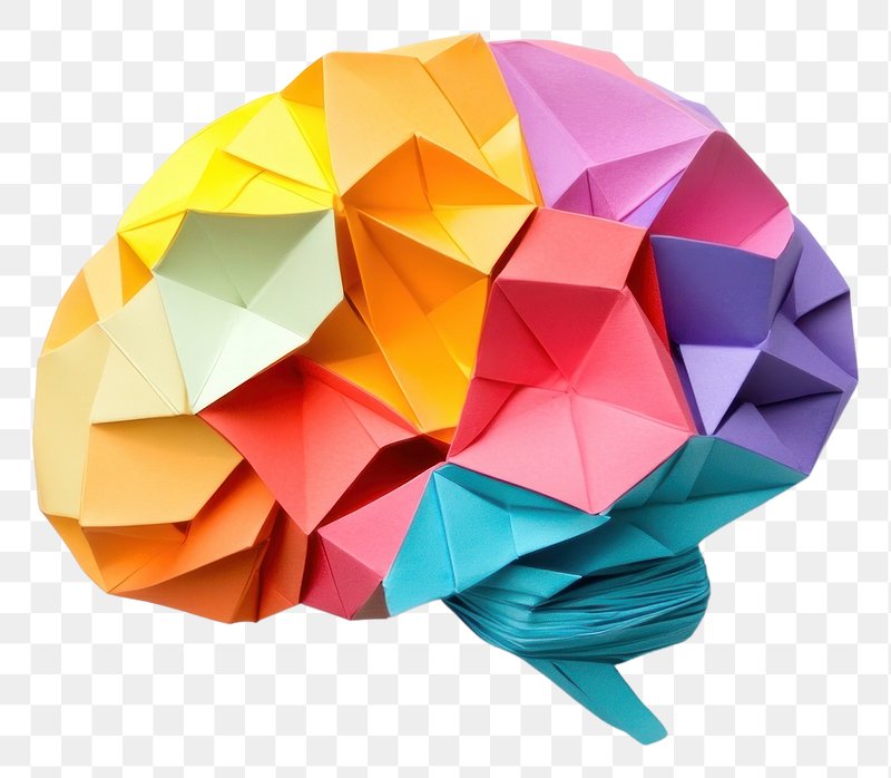 PNG Colorful origami brain model | Free PNG - rawpixel