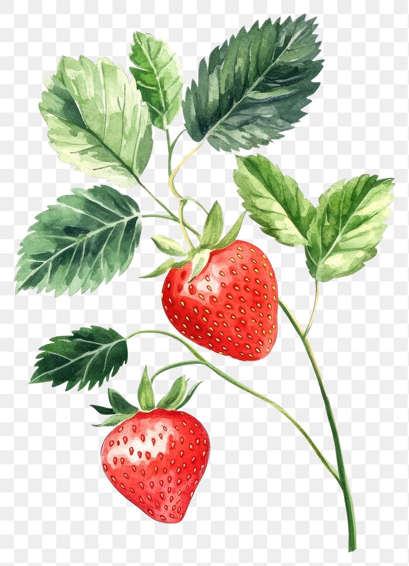 PNG Two strawberries tree branch | Free PNG - rawpixel