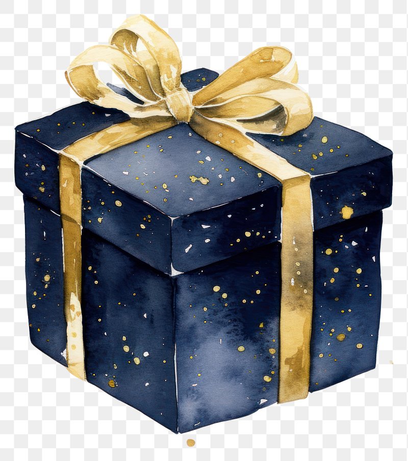 PNG Indigo gift box watercolor | Free PNG - rawpixel