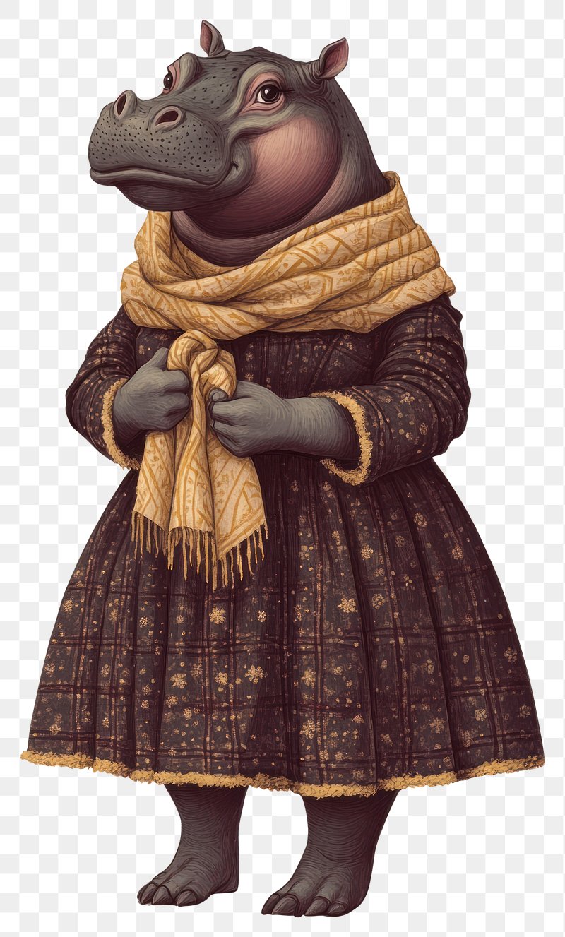 PNG Pygmy hippopotamus animal vintage | Free PNG - rawpixel